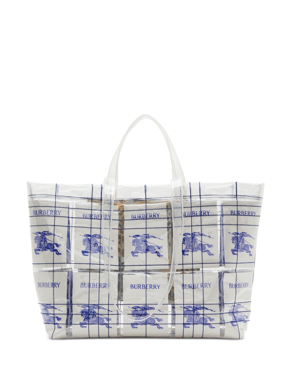 Burberry Men's Ekd Logo-Tag Transparent Tote Bag