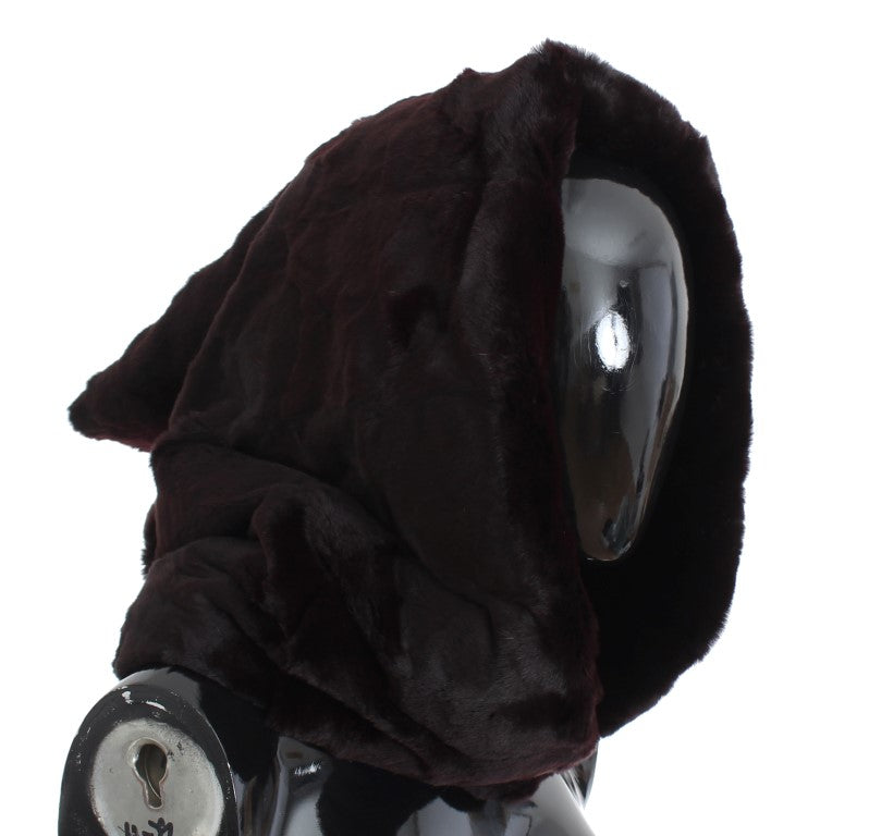 Dolce & Gabbana Purple Weasel Fur Crochet Hood Scarf Women's Hat