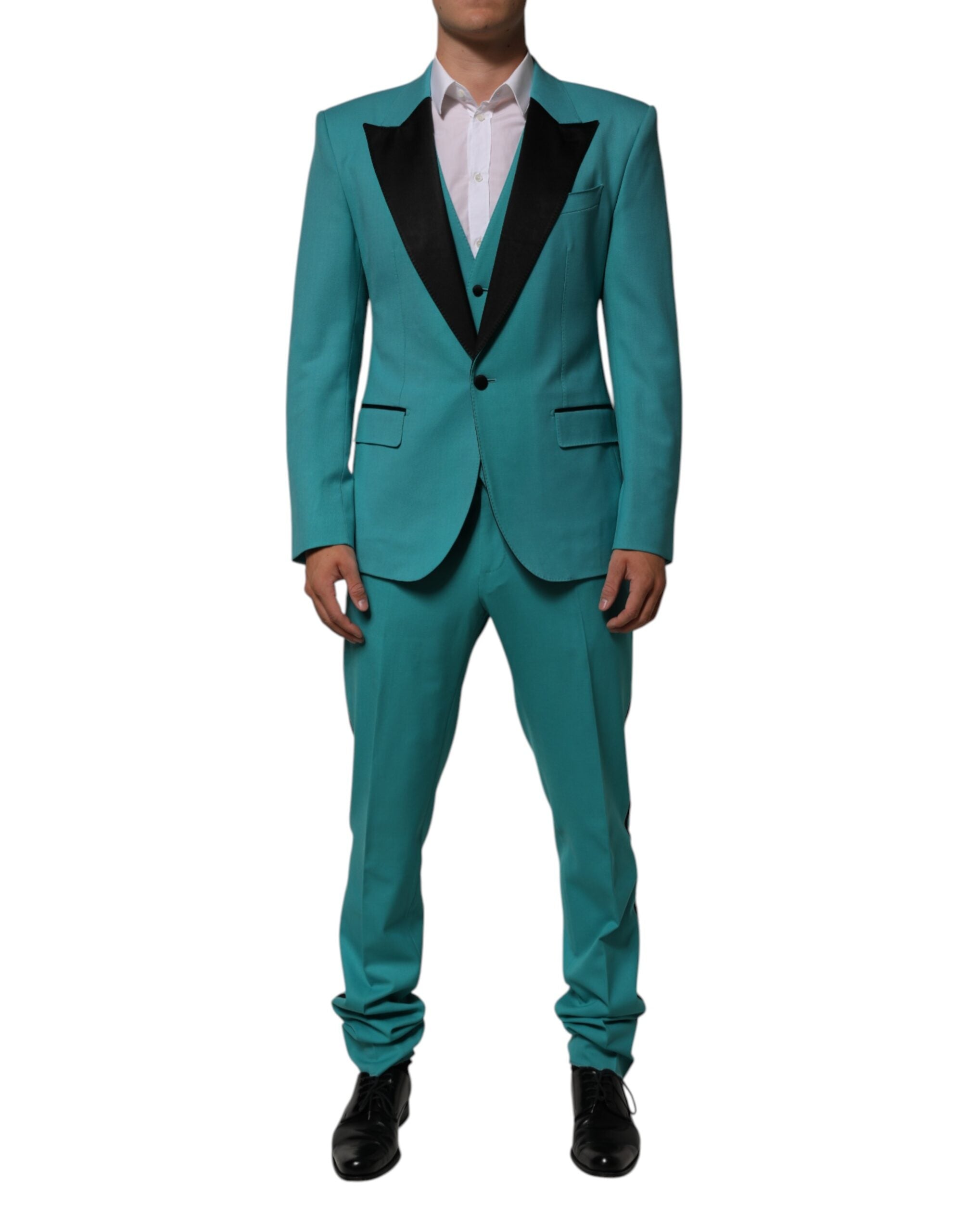 Dolce & Gabbana Cyan 3 Piece Wool Silk Blend Suit Men's SICILIA (Pre-O
