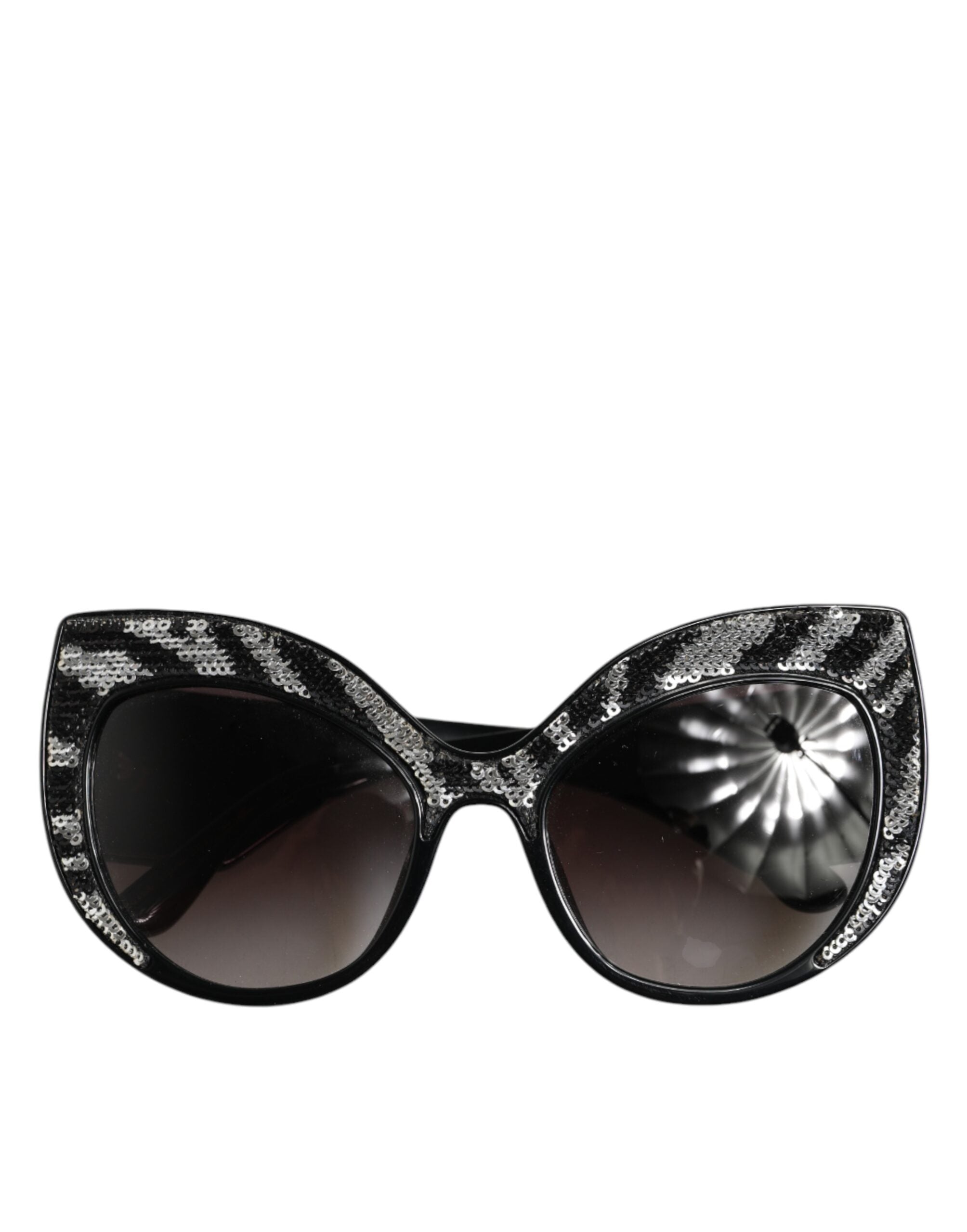 Dolce & Gabbana Black Silver Sequin Butterfly Polarized Women's Sungla