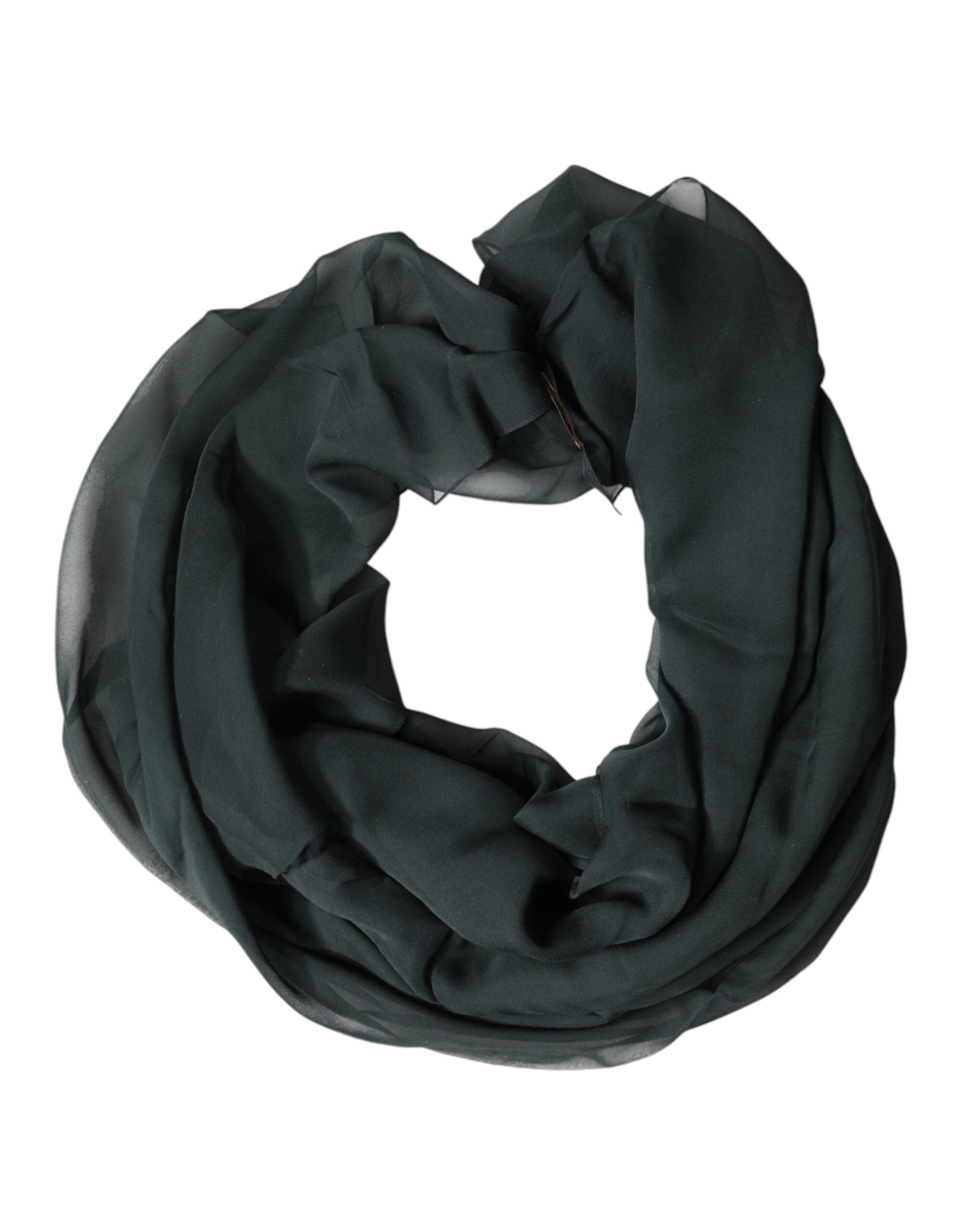 Dolce & Gabbana Dark Green Silk Neck Wrap Foulard Women's Scarf